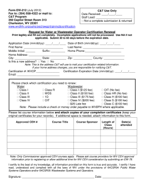 Fillable Online wvrwa Form EW-212 (July 2012) Fax to: (304) 558-4322 or ...