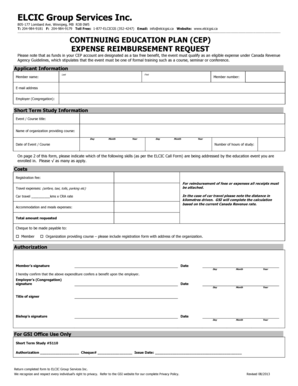Fillable Online (CEP) - Short Term Study Reimbursement Form ...