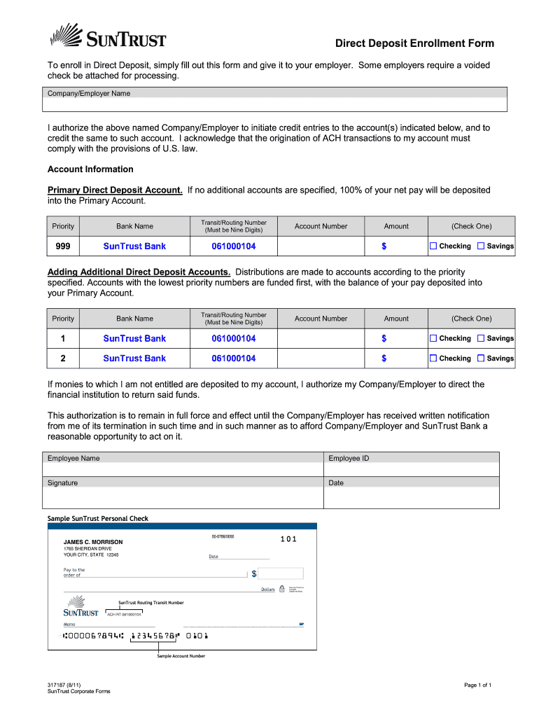 Truist Direct Deposit Form Fill Online Printable Fillable Blank 