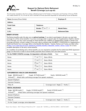 Fillable Online rockyview ab Request for Optional Early Retirement ...