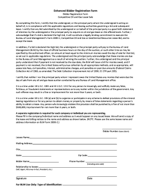 Fillable Online blm Enhanced Bidder Registration Form Bidder Registration Form ... - blm Fax ...