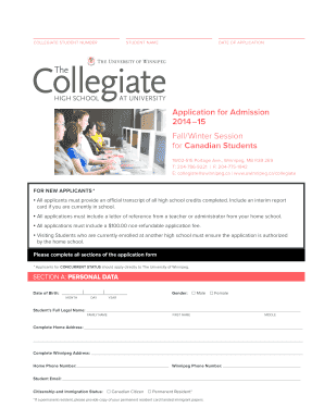 Fillable Online Grade 10-12 Application Form PDF - Collegiate ...