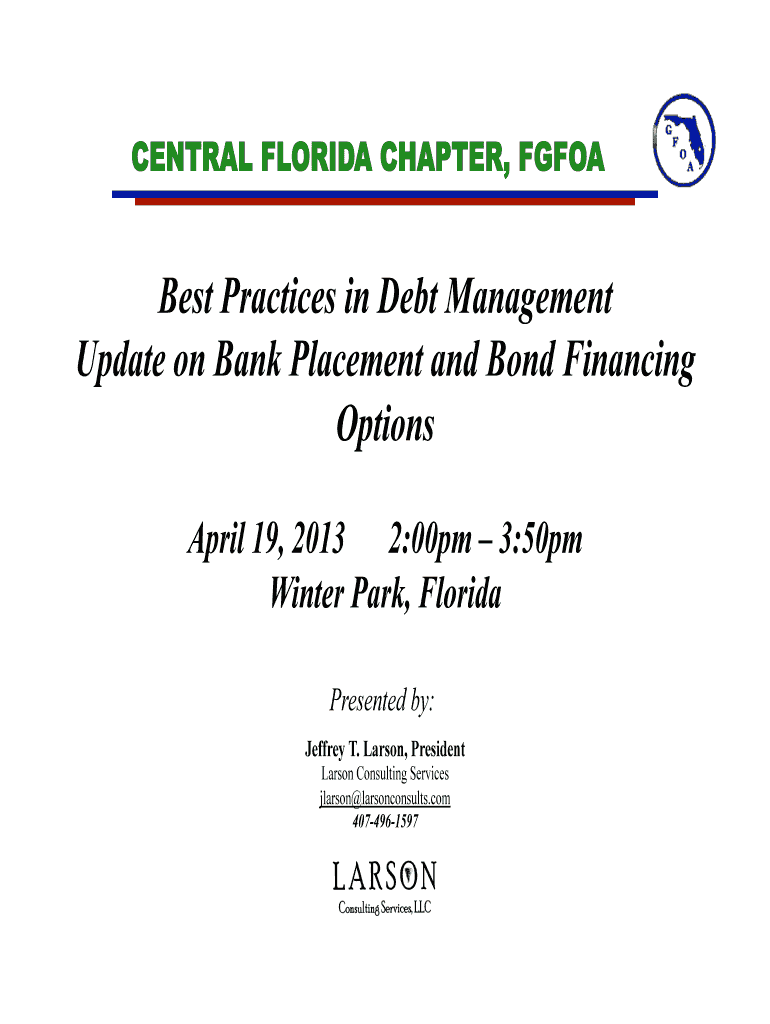 Fillable Online fgfoa Debt management - Florida Government Finance ...