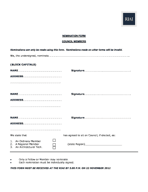 Fillable Online riai Nominations can only be made using this form ...