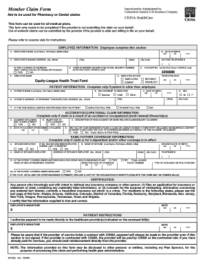 Fillable Online equityleague CIGNA Claim Form (PDF, 25K) cigna_claim ...