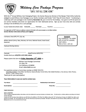 Fillable Online Military Care Package Program Fax Email Print - pdfFiller
