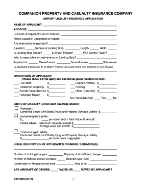 Fillable Online Premises Liability bApplicationb - London Aviation ...