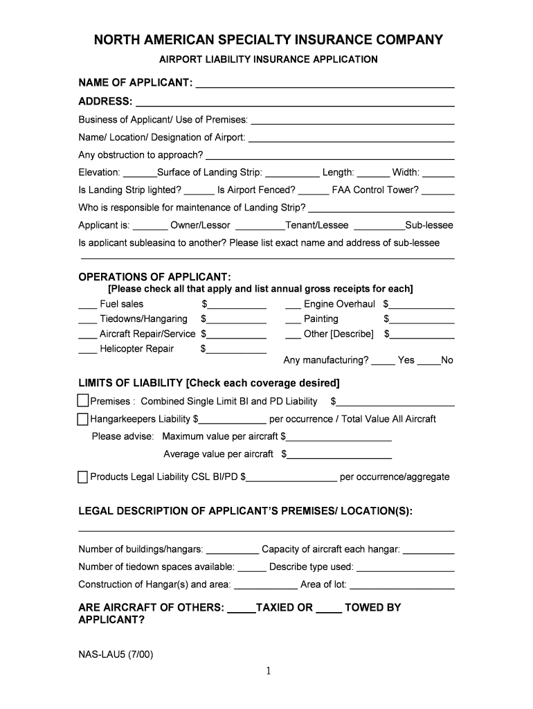 Fillable Online Naslauairportliabili - London Aviation Underwriters Fax ...