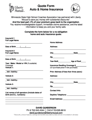 Fillable Online mshsca Liberty Mutual Quote Form - mshsca Fax Email ...