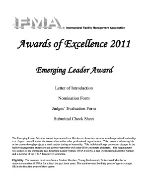 Fillable Online International Facility Management Association Awards of ...