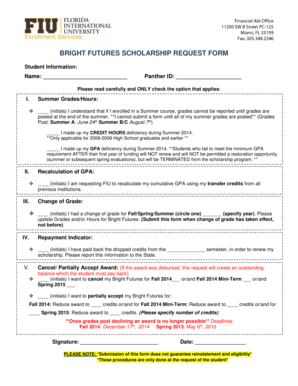 Fillable Online Bright futures scholarship request form - OneStop ...