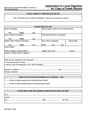 Fillable Online edenny Application- Copy of Death Record - Village Of Medina - edenny Fax Email ...