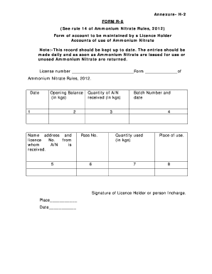 Fillable Online Annexure- H-2 FORM R-8 (See rule 14 of Ammonium Nitrate ...