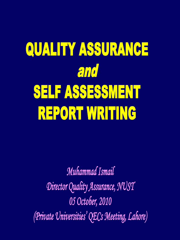 Fillable Online Quality assurance self assessment report writing ...