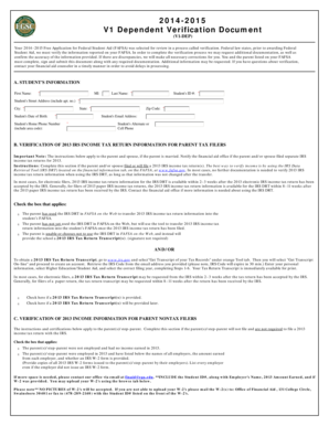 Fillable Online ega 2014-2015 V1 Dependent Verification Document - ega ...