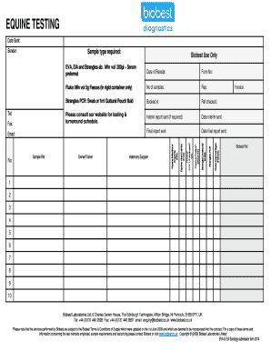Fillable Online EQUINE TESTING - Biobest Fax Email Print - pdfFiller