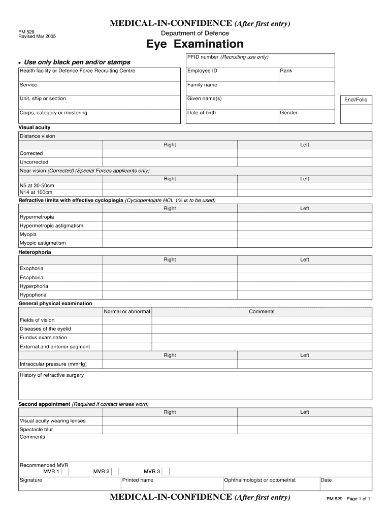 Printable Eye Exam Form Template Printable Templates