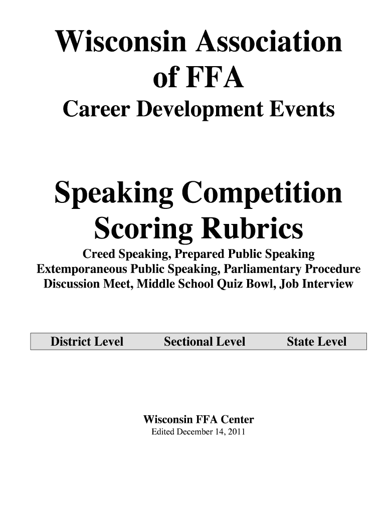 Fillable Online wisconsinffa Speaking Competition Scoring Rubrics ...