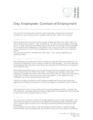 Fillable Online Day Employees: Contract of Employment Fax Email Print ...