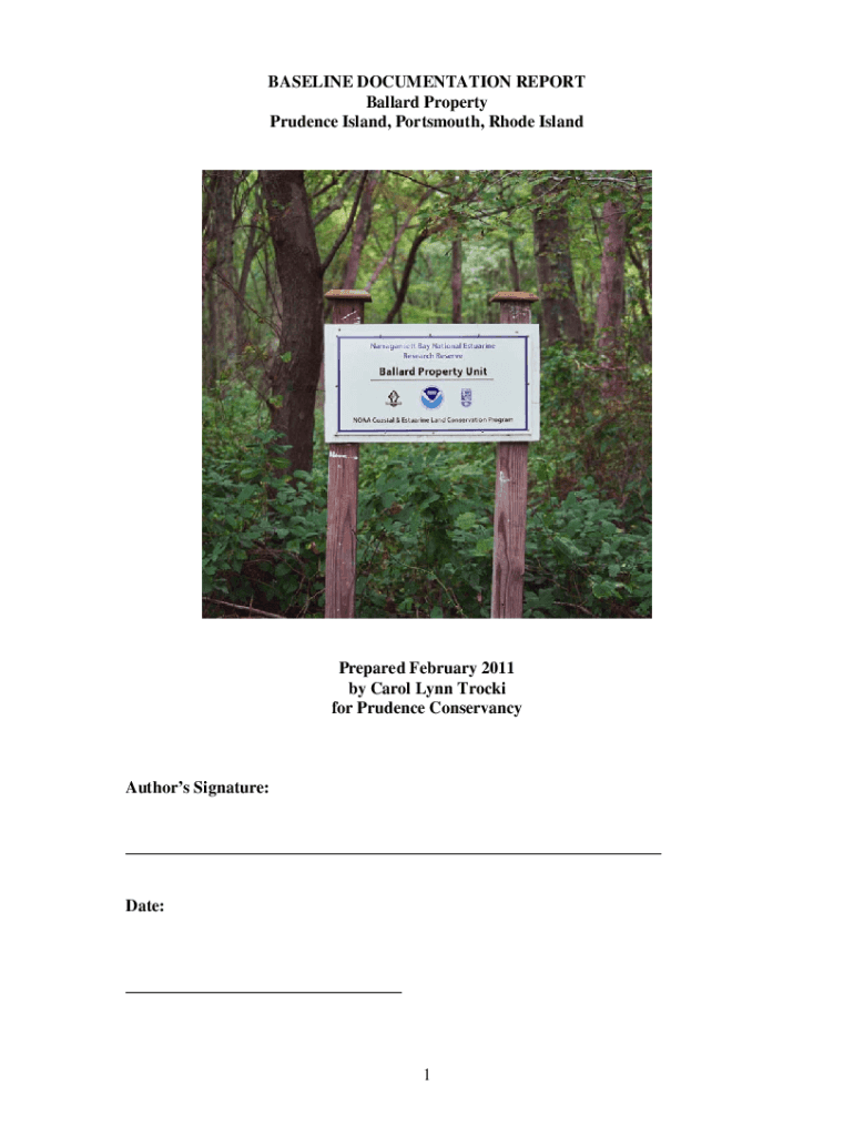 Fillable Online BASELINE DOCUMENTATION REPORT Ballard Property Prudence ...