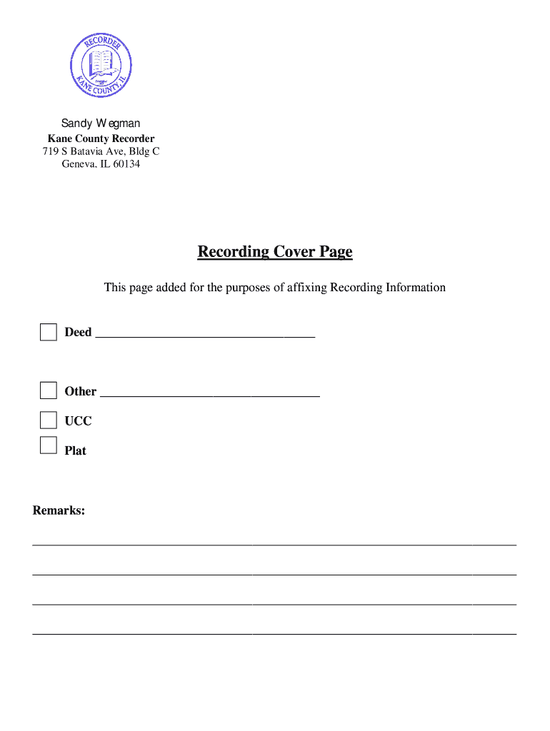 Fillable Online Kane County Recorder - Sandy Wegman (Copy Center Order Form) Fax Email Print ...