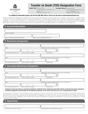 Fillable Online Transfer on Death (TOD) Designation Form - Hennessy ...
