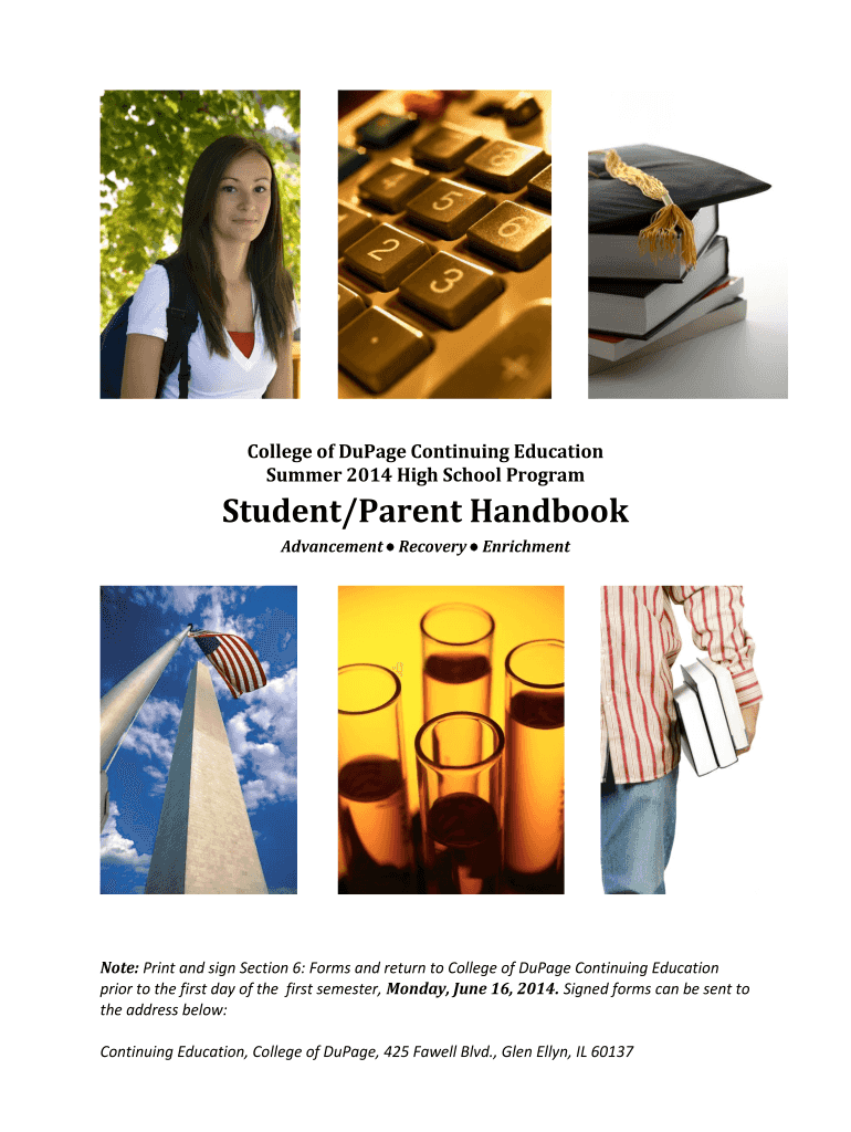 Fillable Online cod Student/Parent Handbook - College of DuPage Fax ...