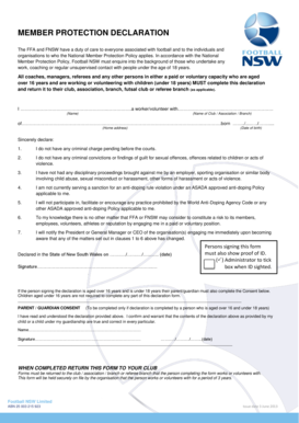Fillable Online footballnsw com Member Protection Declaration Form ...