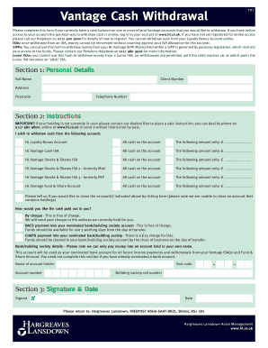 Fillable Online Cash Withdrawal Form - Hargreaves Lansdown Fax Email ...