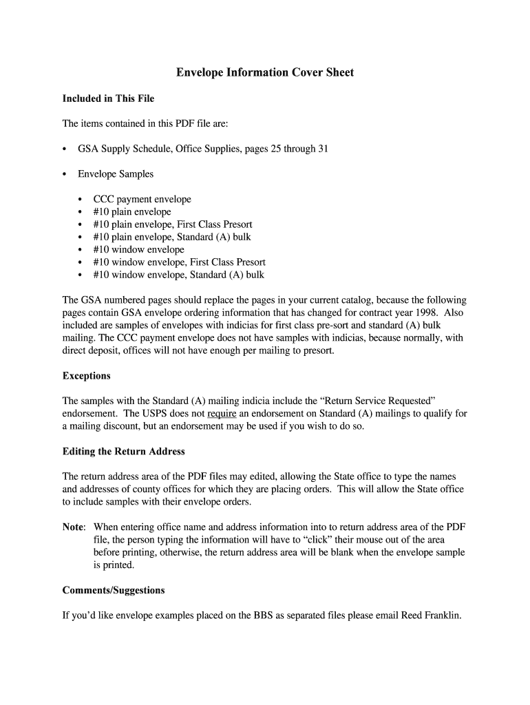 Fillable Online Envelope Information Cover Sheet Fax Email Print ...