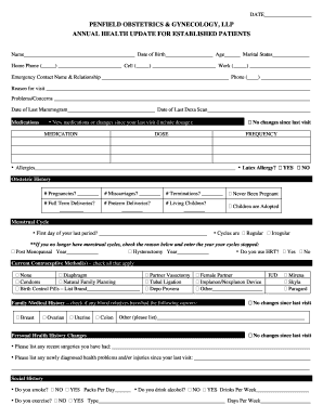 Fillable Online Annual Health Update Fax Email Print - pdfFiller