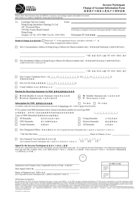 Fillable Online hkex com Investor Participant Change of Account Information Form ...