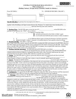 Fillable Online CONTRACT TO PURCHASE REAL ESTATE With Contingencies Fax ...