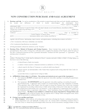 Fillable Online NEW CONSTRUCTION PURCHASE AND SALE AGREEMENT 1 2 3 4 5 ...