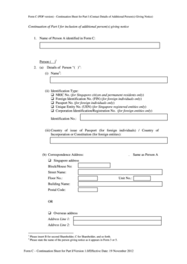 Fillable Online Part I Continuation Sheet (Non-Electronic) Fax Email ...