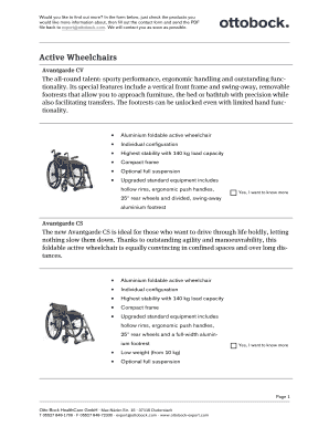 Fillable Online Active Wheelchairs - Otto Bock Fax Email Print - pdfFiller