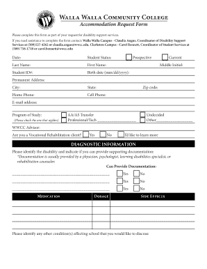 Fillable Online wwcc Accommodations Request Form - Walla Walla ...