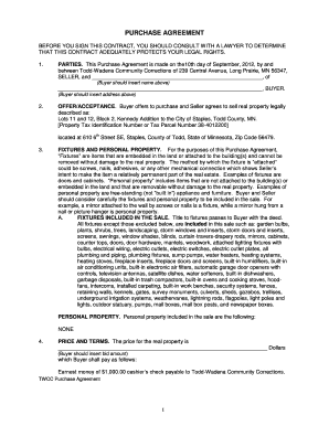 Fillable Online co todd mn PURCHASE AGREEMENT - Todd County, Minnesota ...
