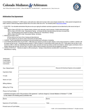 Fillable Online Arbitration Fee Agreement Fax Email Print - pdfFiller