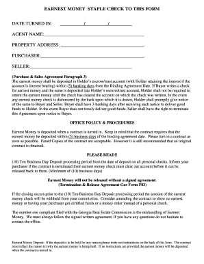 Fillable Online EARNEST MONEY STAPLE CHECK TO THIS FORM - RE/MAX Center ...