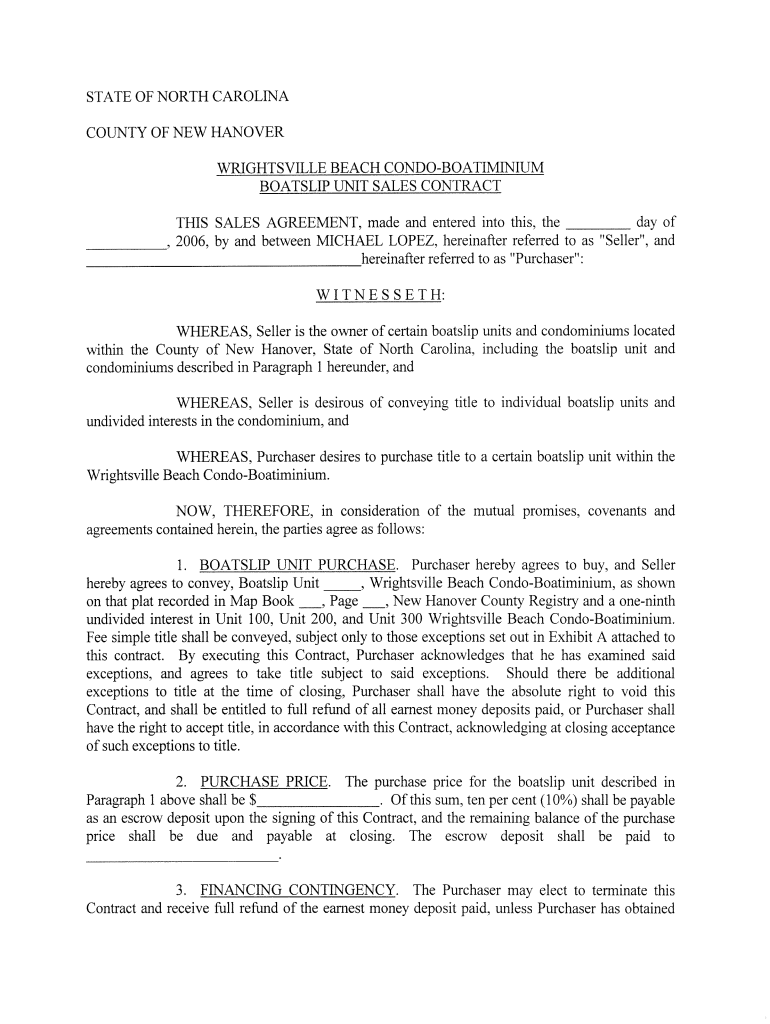 Boat Slip Purchase Agreement Fill Online Printable Fillable Blank 