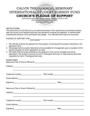 Fillable Online Church Pledge form - Calvin Theological Seminary ...