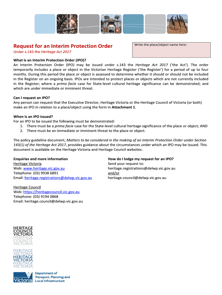 Fillable Online heritagecouncil vic gov IPO REQUEST - FORM .docx Fax ...