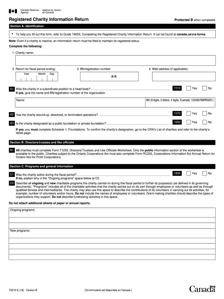 Fillable Online T3010 2017-2019 form - Fill Out and Sign Printable PDF ...