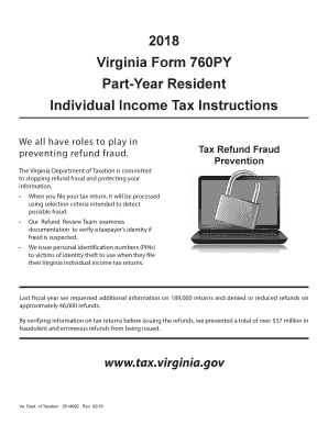 Fillable Online 2018 Virginia Form 760PY, Part-Year Resident Individual ...