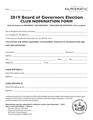 Fillable Online CLUB NOMINATION FORM - money.org Fax Email Print ...