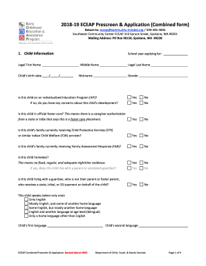 Fillable Online 2018-19 ECEAP Prescreen & Application (Combined form) Fax Email Print - pdfFiller
