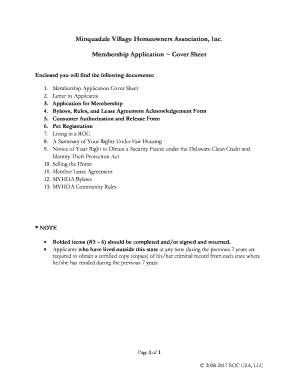 Fillable Online Membership Application Cover Sheet Fax Email Print ...