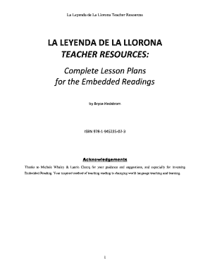 Fillable Online la leyenda de la llorona teacher resources - Bryce ...