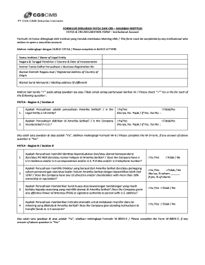Fillable Online FORMULIR DEKLARASI FATCA DAN CRS NASABAH INSTITUSI Fax ...